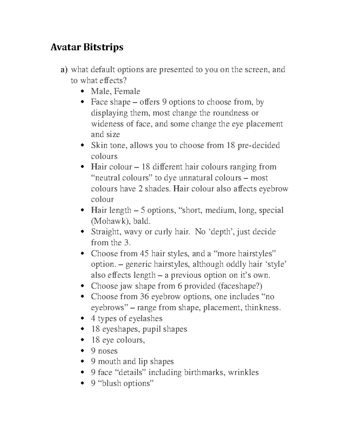 Log5-Avatar-Bitstrips - Avatar Bitstrips a) what default options are ...