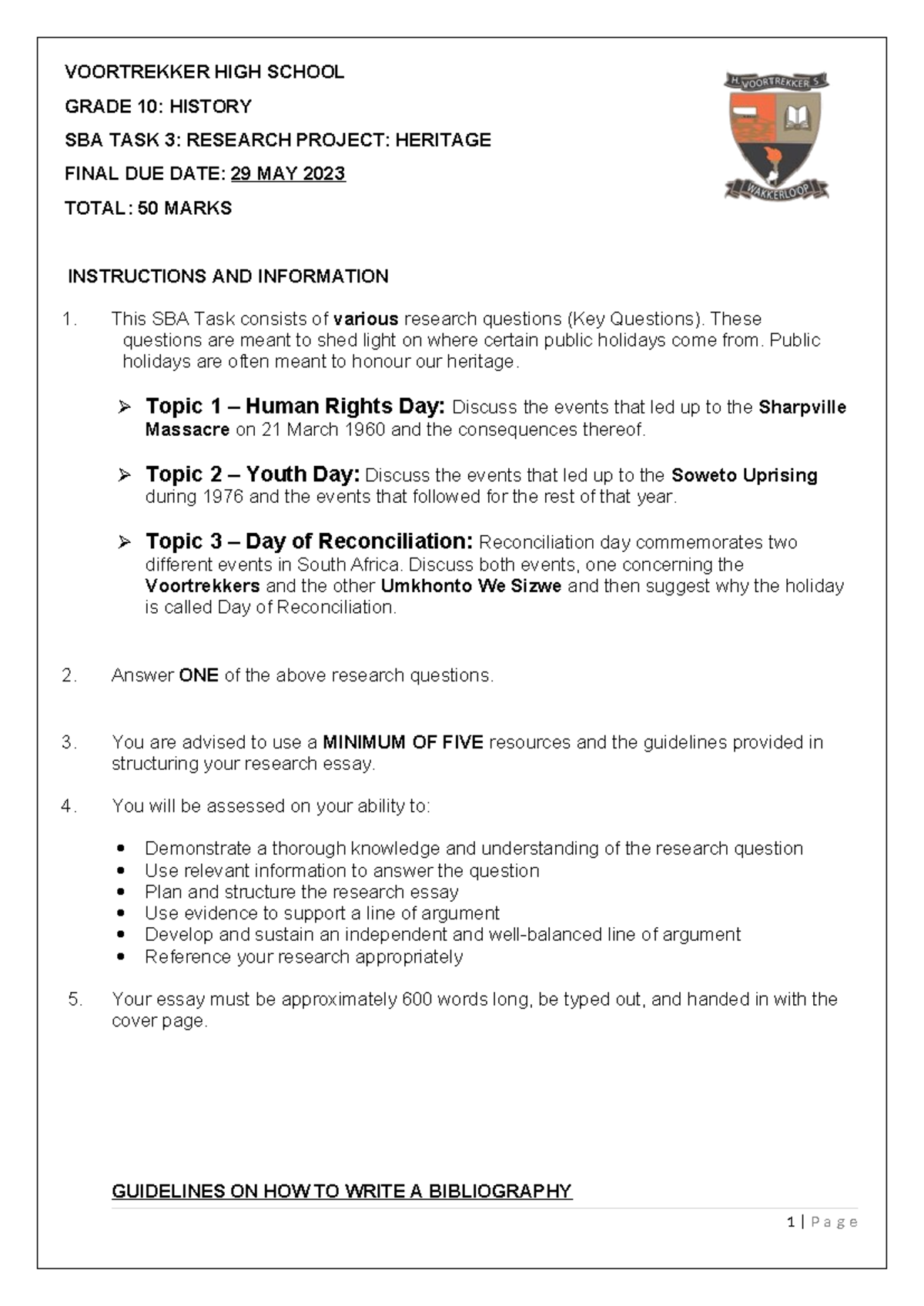 Research Project gr 10 Template - INSTRUCTIONS AND INFORMATION 1. This ...
