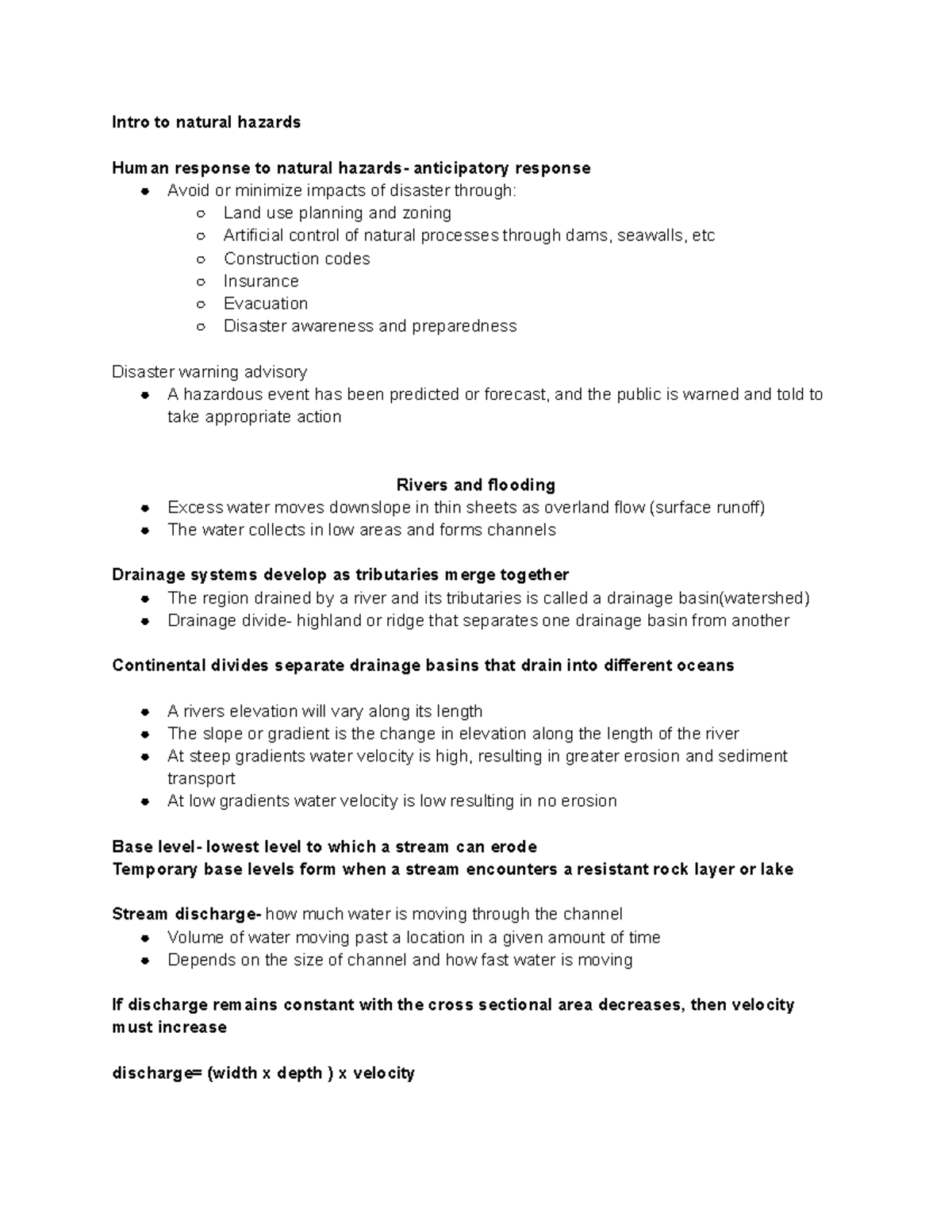 Geo 101 module NOTES 2 - Intro to natural hazards Human response to ...