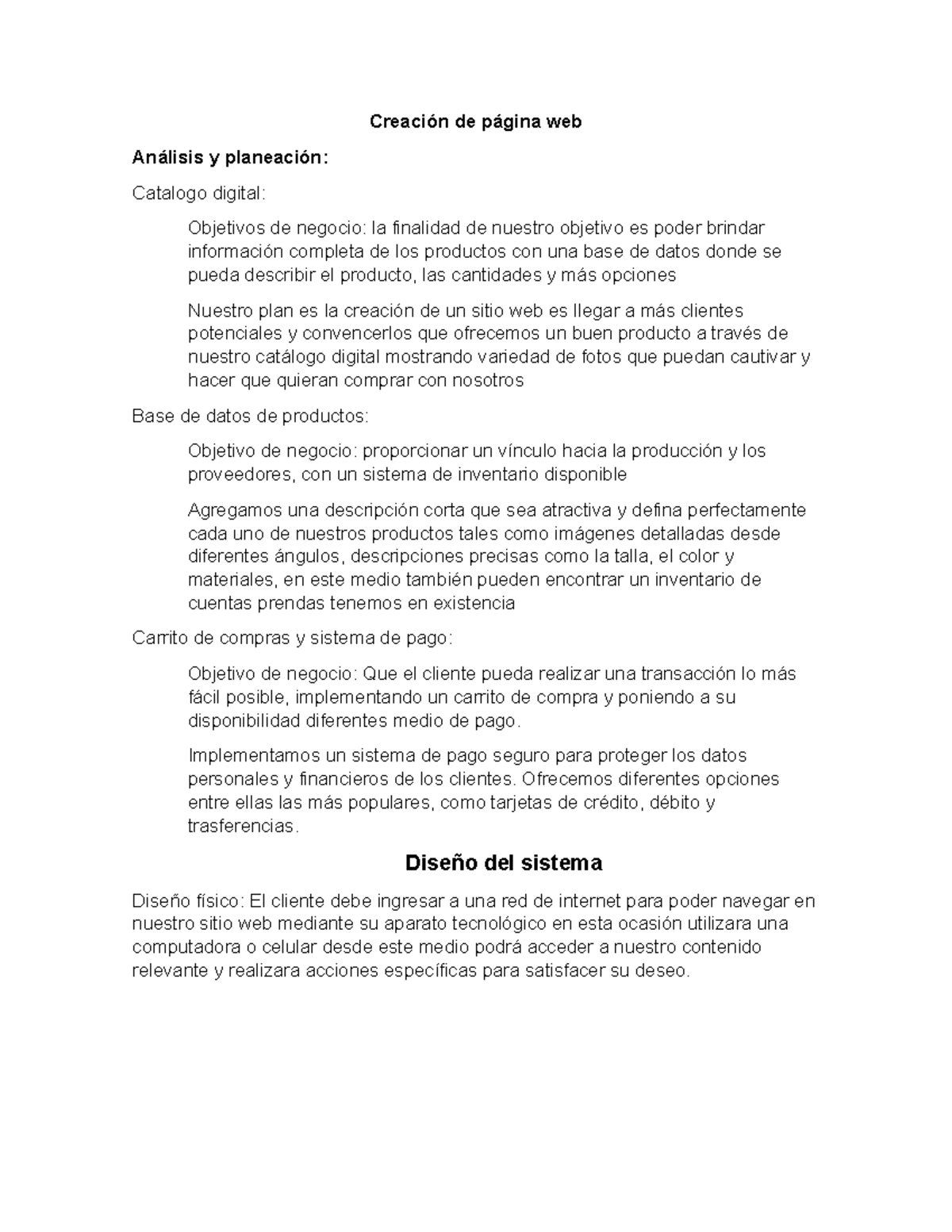 Creación de página web - Creación de página web Análisis y planeación ...