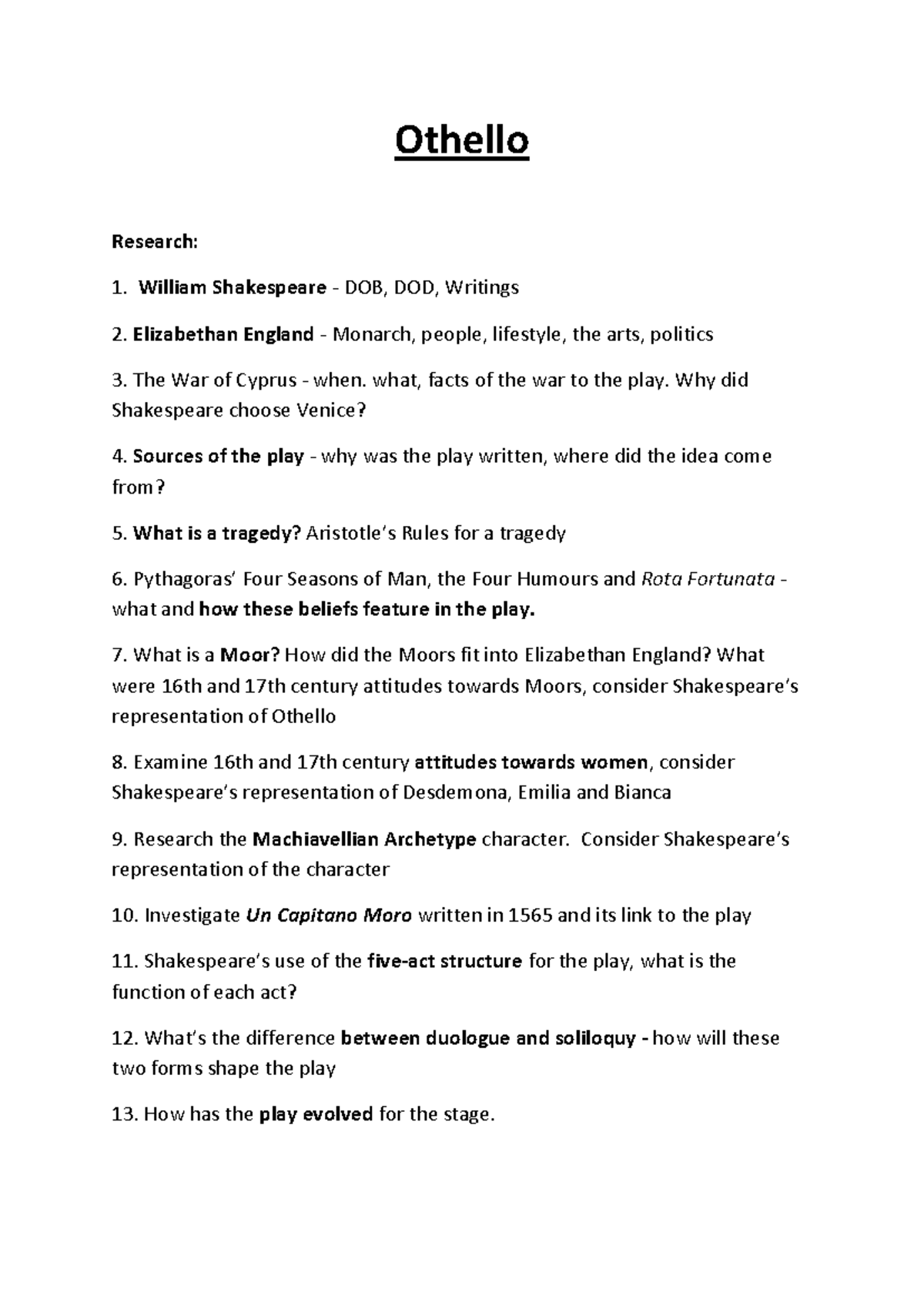 Othello Research - Othello Research: William Shakespeare - DOB, DOD ...