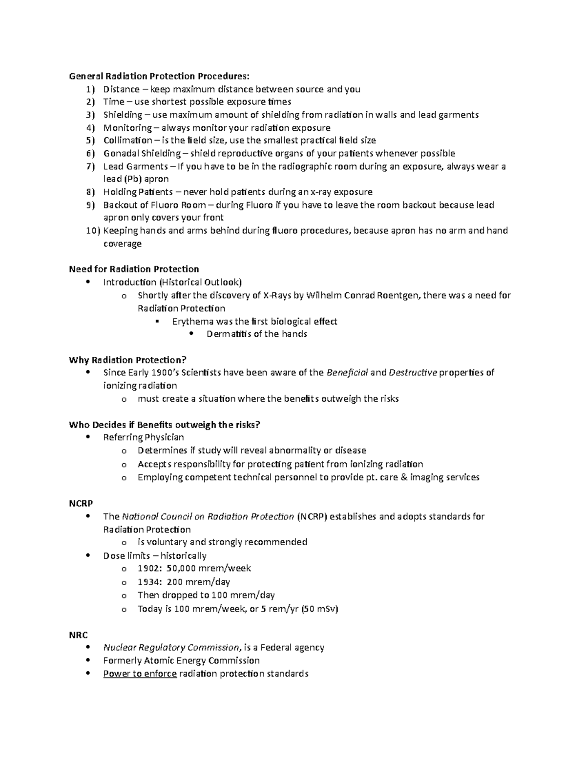 1. General Radiation Protection and Sources of Ionizing Radiation ...