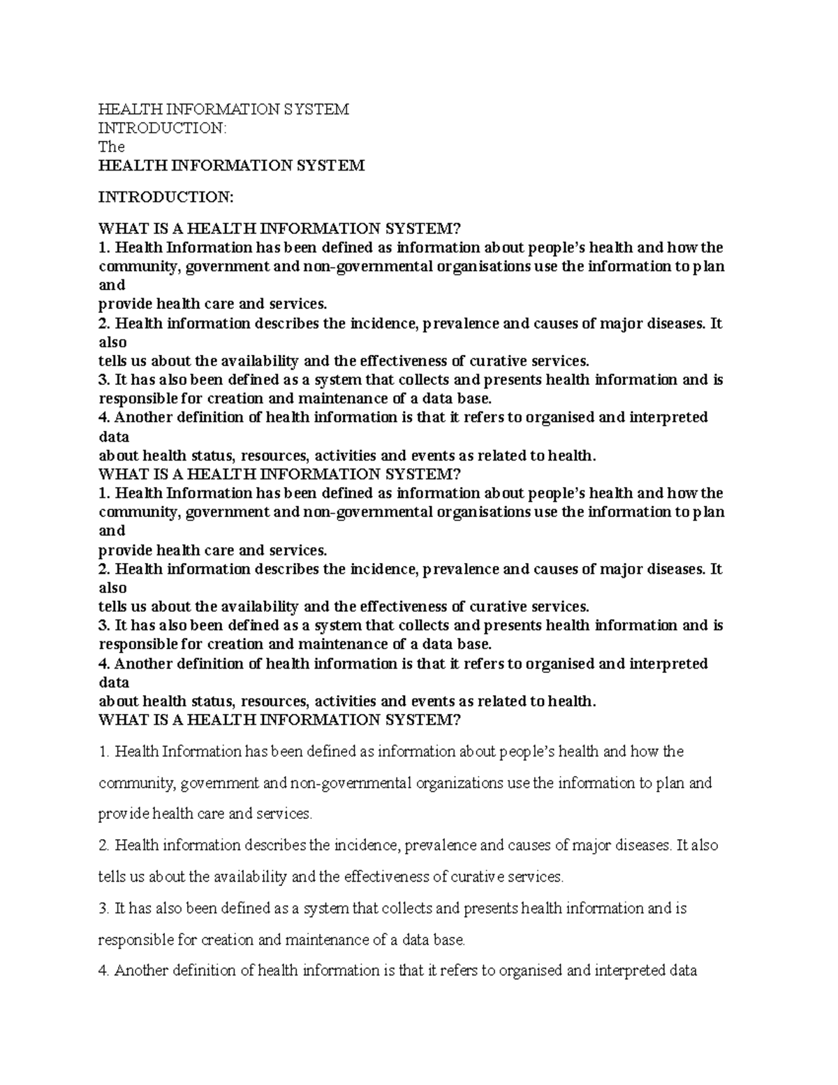 Health Information System Notes HEALTH INFORMATION SYSTEM health-information-system-notes-health-information-system