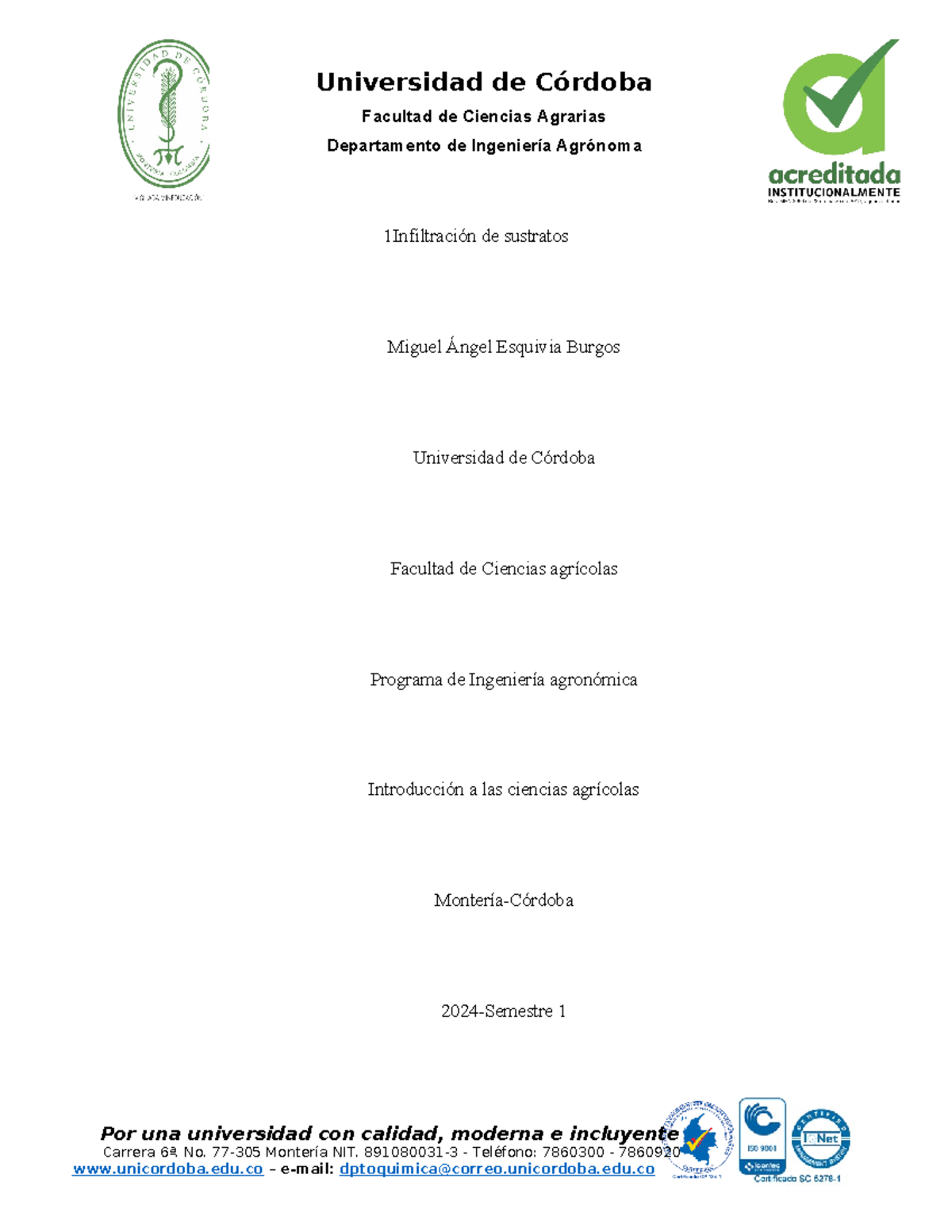 Informe DE ICA 4 - OLAAA - Facultad de Ciencias Agrarias Departamento ...