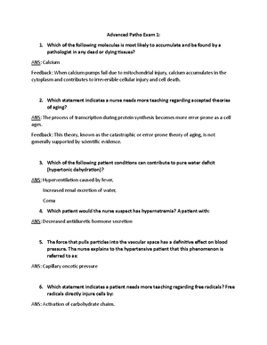Patho Exam 5 Blueprint-2 - Adv Patho Exam 5 Blueprint Pulmonary system ...