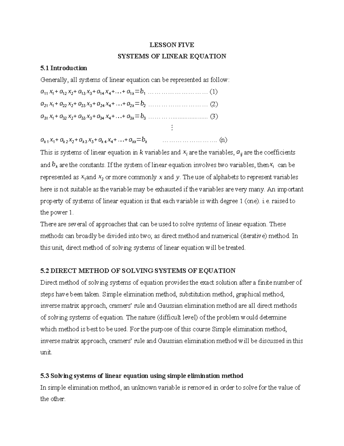 Lesson Five The Course Provides Clear Understanding Of Matrices And