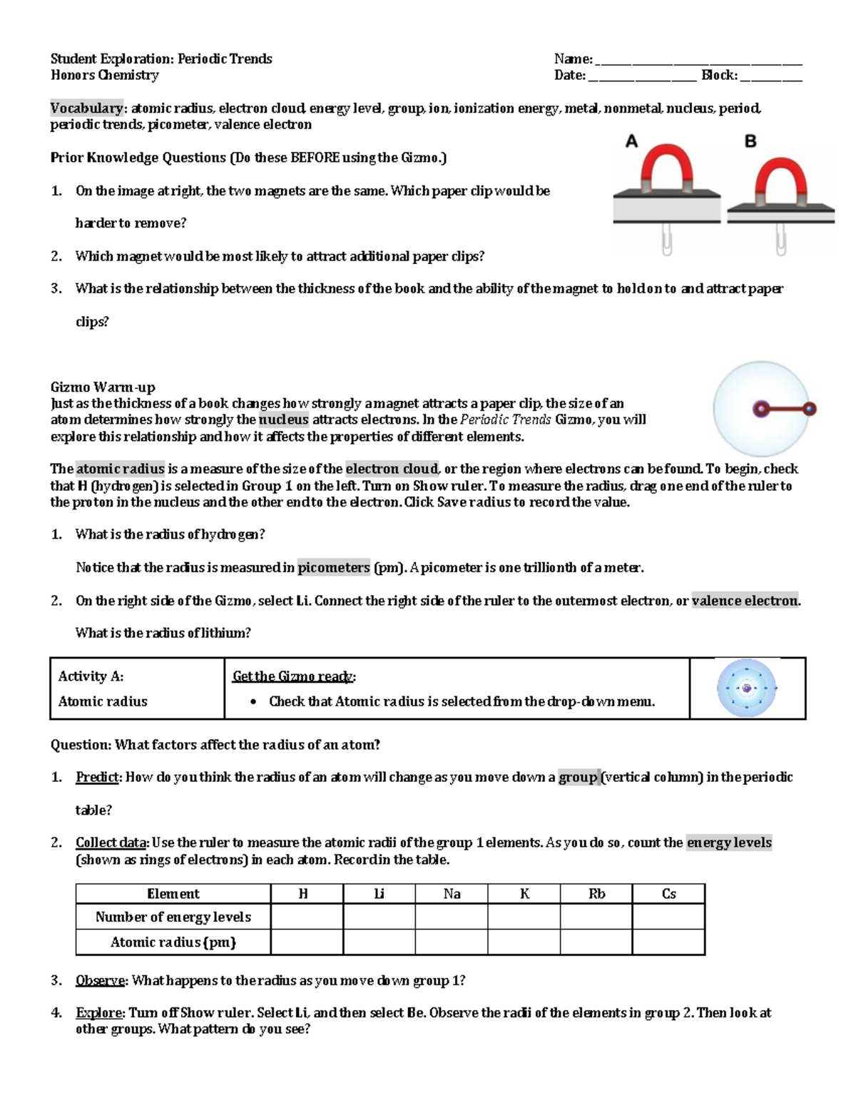 Gizmo+-+Periodic+Trends - Student Exploration: Periodic Trends Name ...
