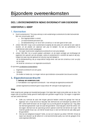 Bijzondere overeenkomsten in kort bestek - Bijzondere overeenkomsten in ...