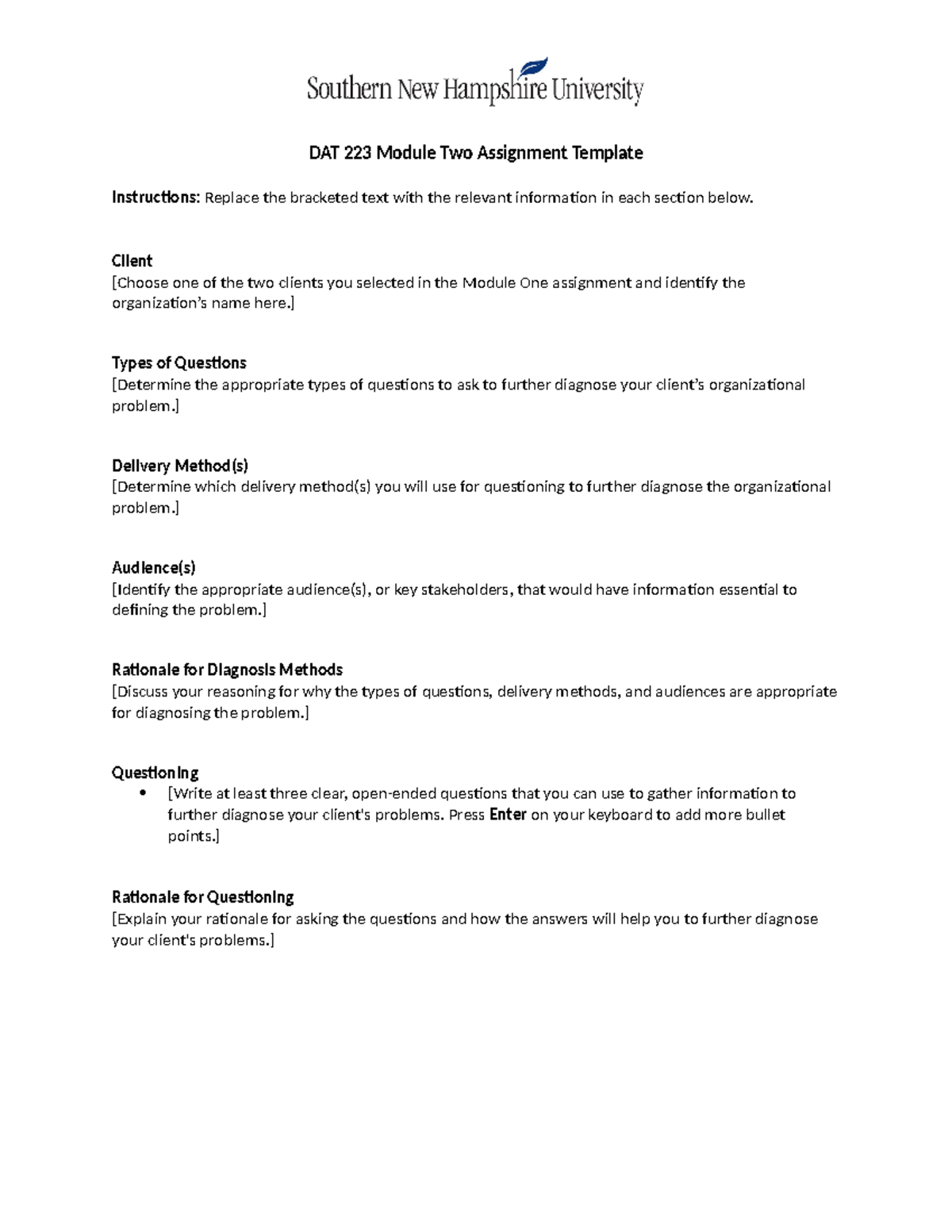 Dat 223 Module Two Assignment Template Dat 223 Module Two Assignment Template Instructions