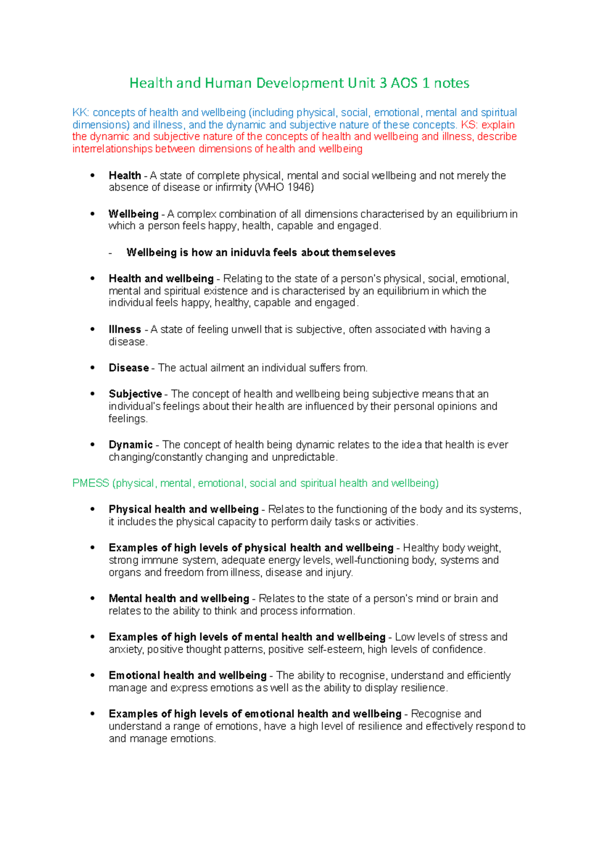 HDD UNIT 3 AOS1 - notes about health and human development unit 3 aos 1 ...
