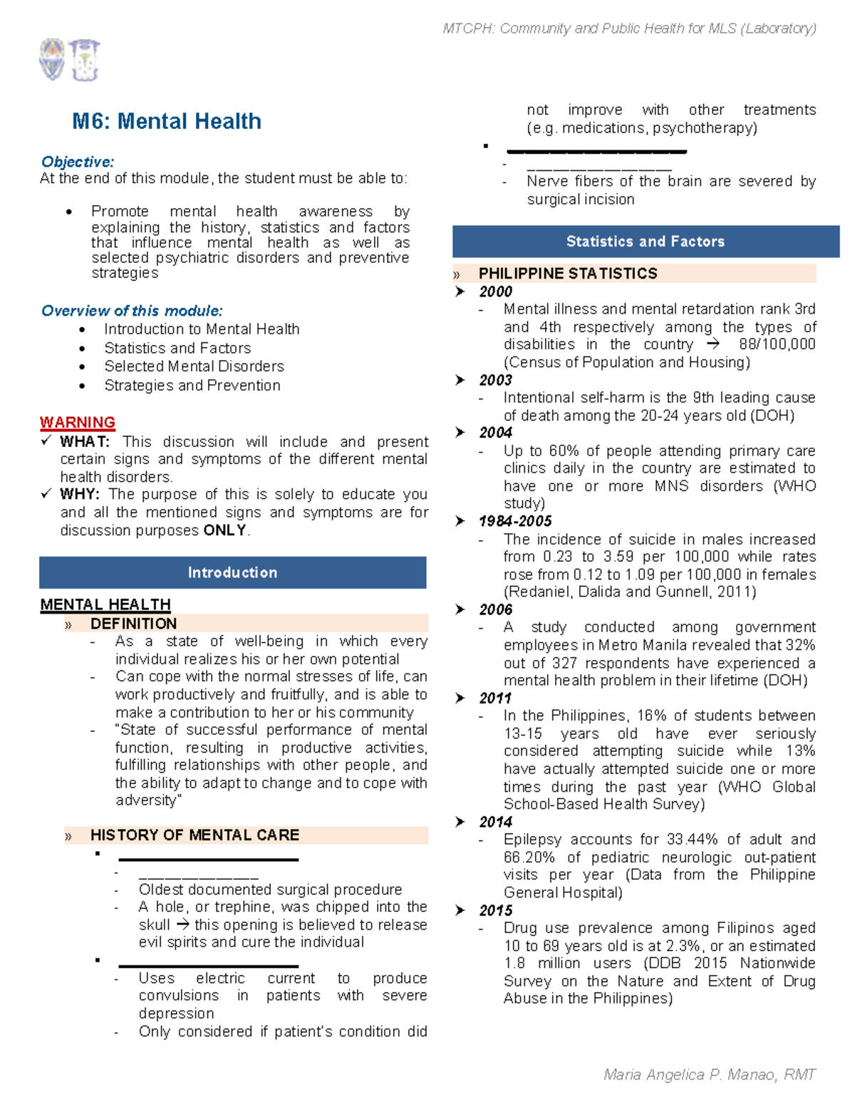 M6 Discussion Guide -BIOCHEMISTRY - Organic Chemistry - AUF - Studocu