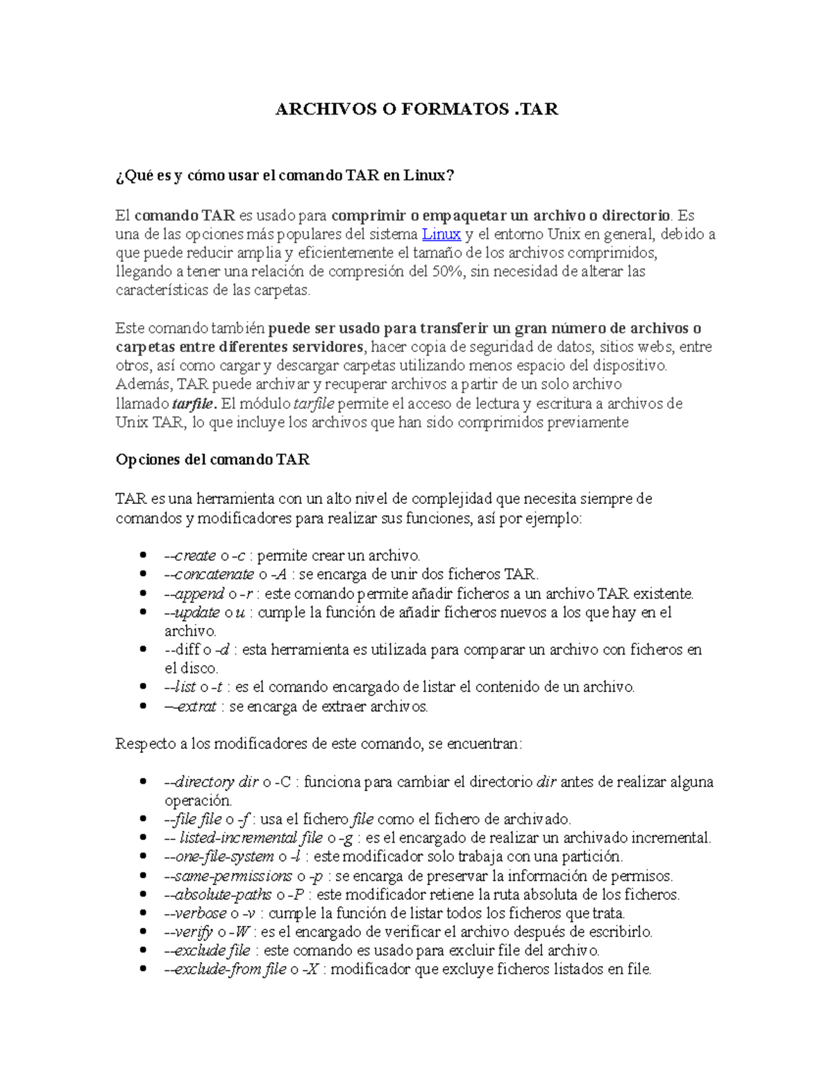 Formato TAR - ARCHIVOS O FORMATOS .TAR ¿Qué es y cómo usar el comando ...