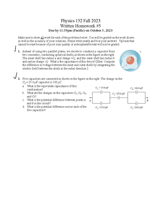 Physics 152 Fall 2024 Written Homework 01 - Physics 15 2 Fall 2024 ...