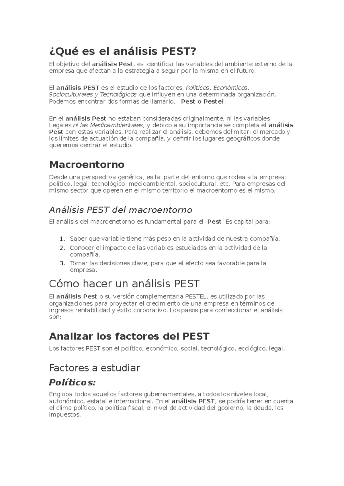 Qué es el análisis PEST - ¿Qué es el análisis PEST? El objetivo del ...