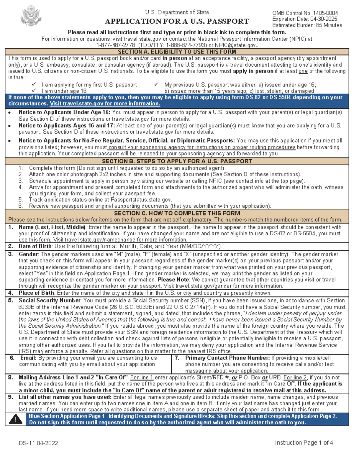 Httpseforms.state - Xbjxjwjs - APPLICATION FOR A U. PASSPORT Please ...