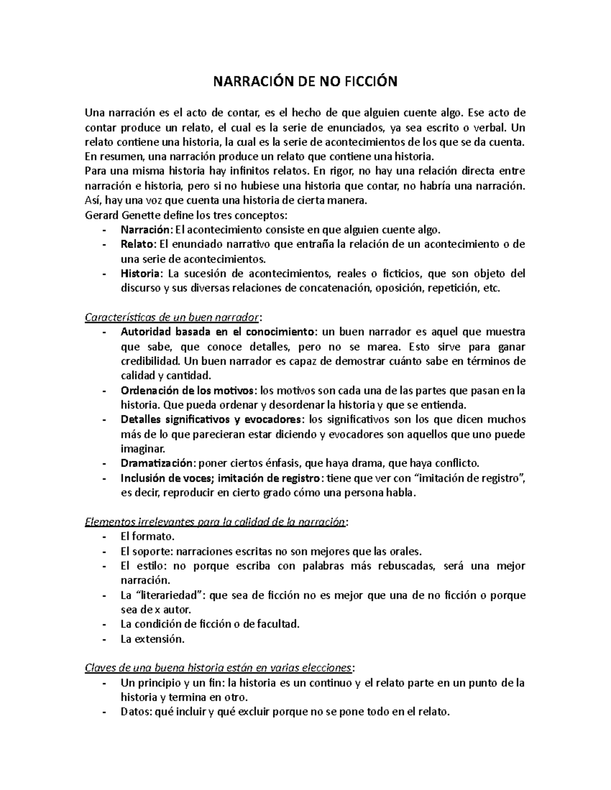 NarracióN DE NO FiccióN - NARRACIÓN DE NO FICCIÓN Una narración es el ...