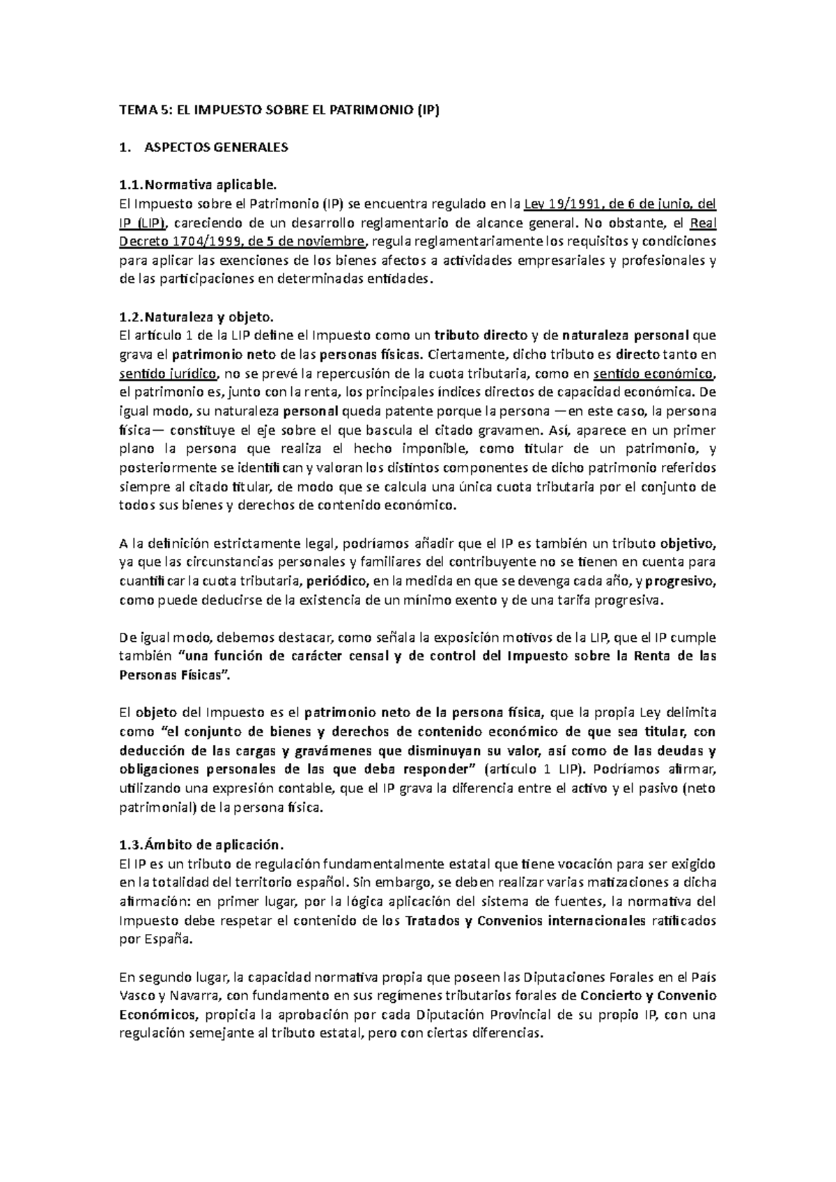 Tema 5 manual. El Impuesto sobre el Patrimonio (IP) - TEMA 5 : EL IMPUESTO SOBRE EL PATRIMONIO ...
