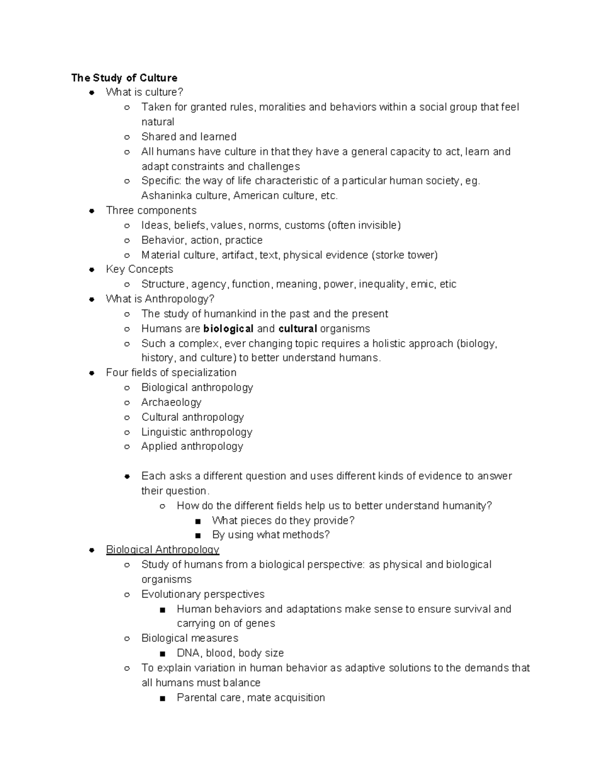 Anthropology 2 Lecture - The Study of Culture What is culture? Taken ...