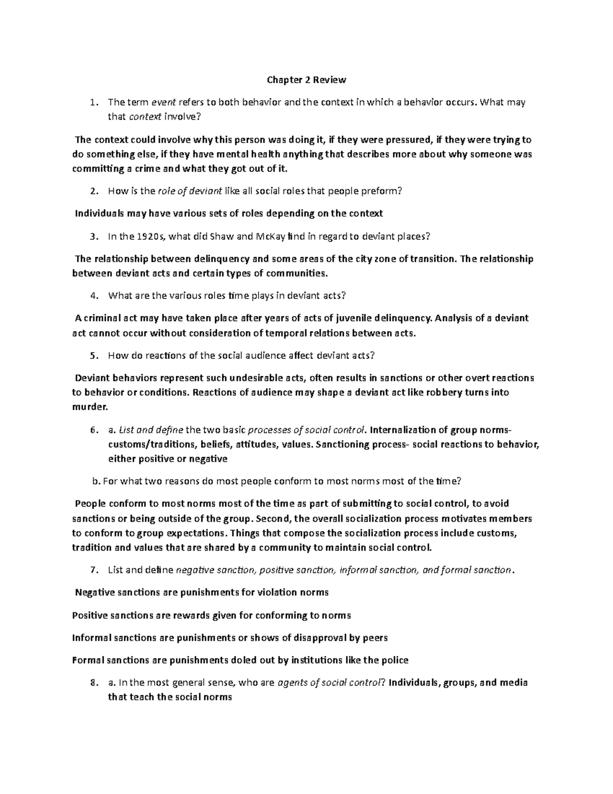 Chapter 2 Review - Chapter 2 Review The term event refers to both ...