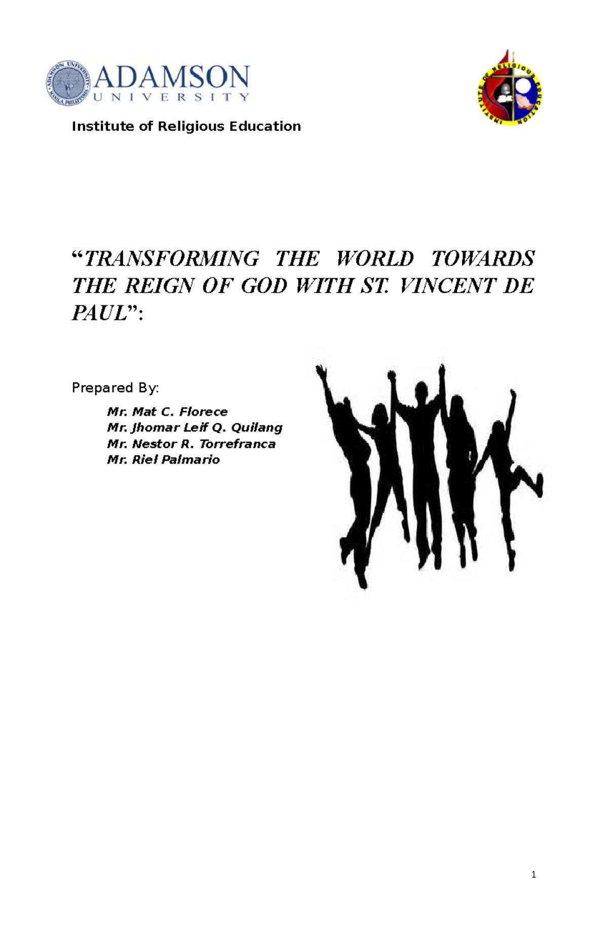 Revised Module-Topics 2023 (1) - Institute of Religious Education “TRANSFORMING THE WORLD ...