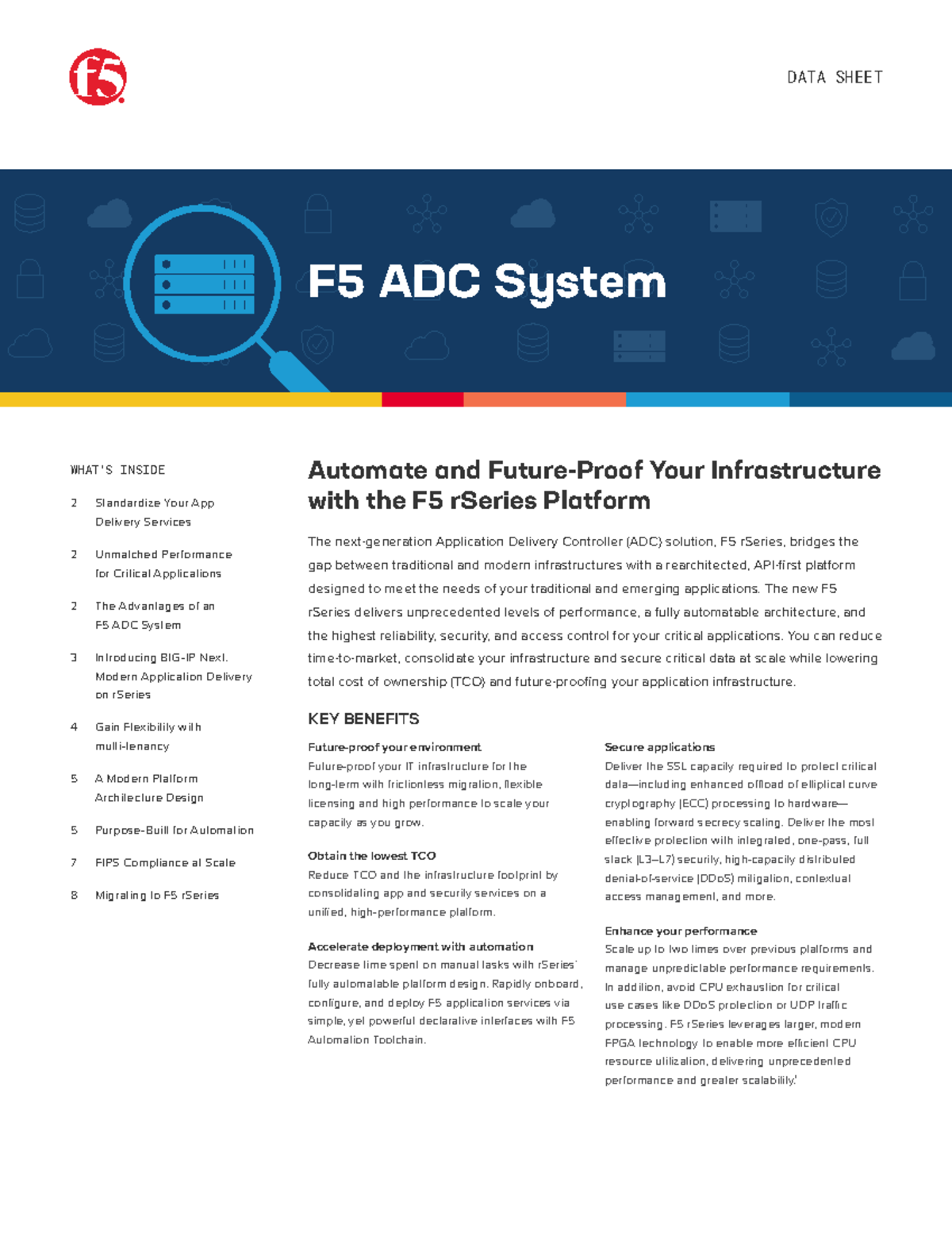 F5 application delivery controller system rseries data sheet - DATA SHEET F5 ADC System Automate ...