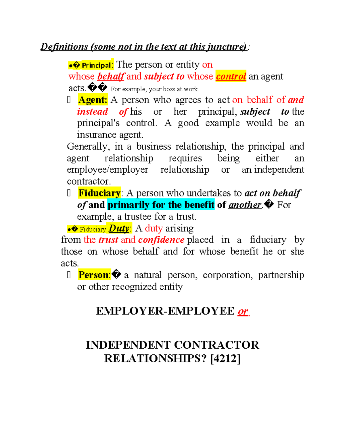 Agency nootes - no information - Definitions (some not in the text at ...