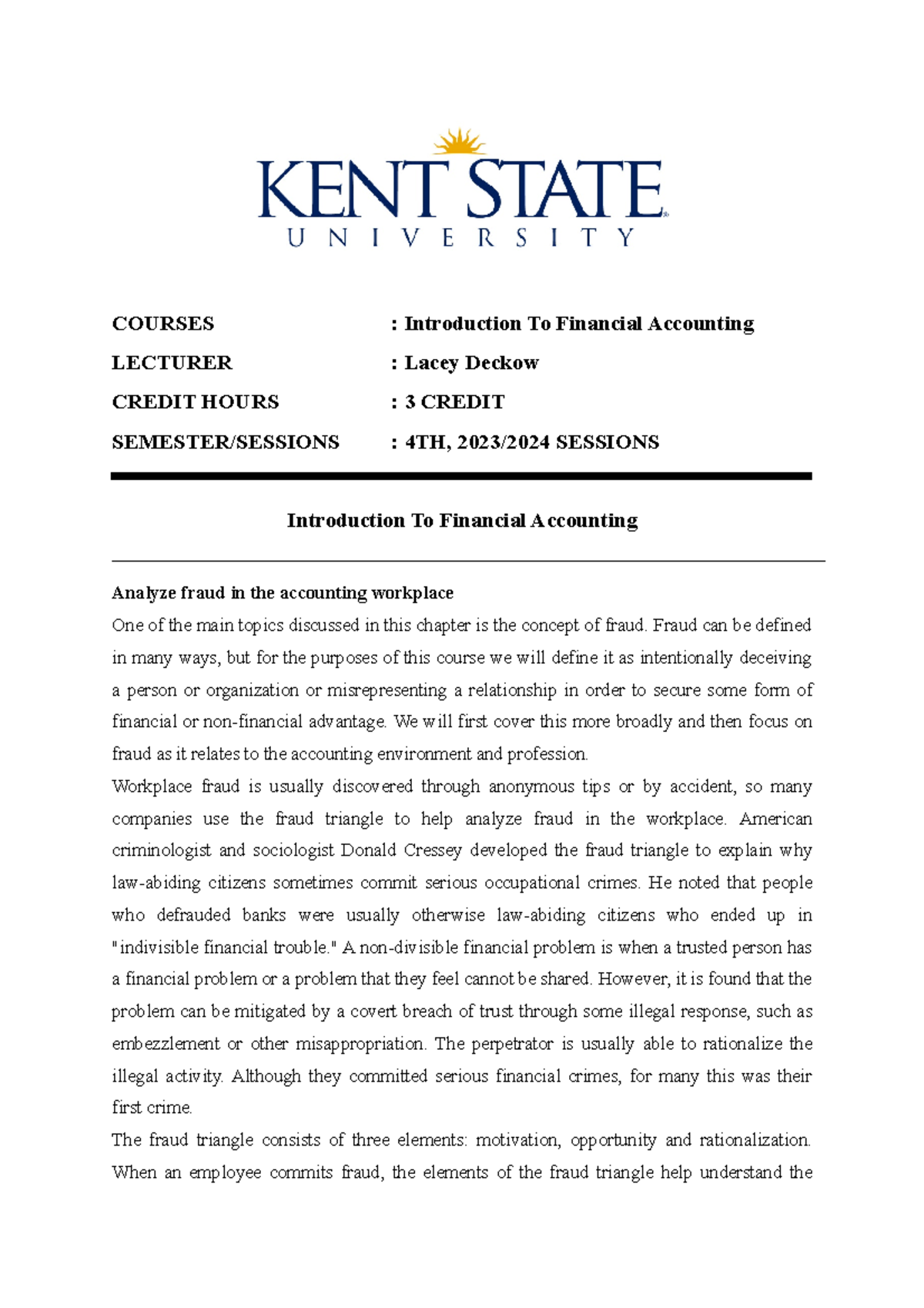 Analyze fraud in the accounting workplace - COURSES : Introduction To ...