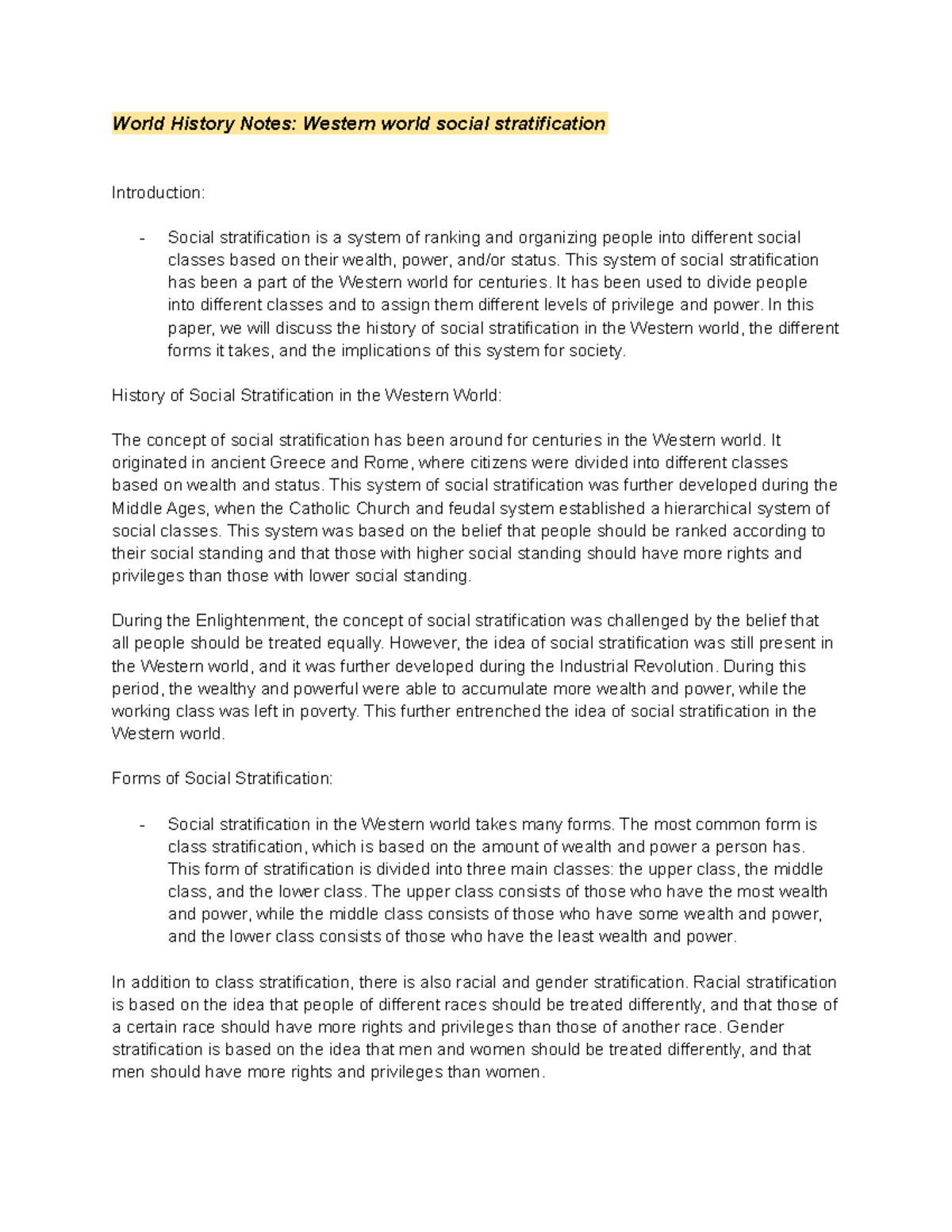 History Notes (33) - World History Notes: Western world social ...