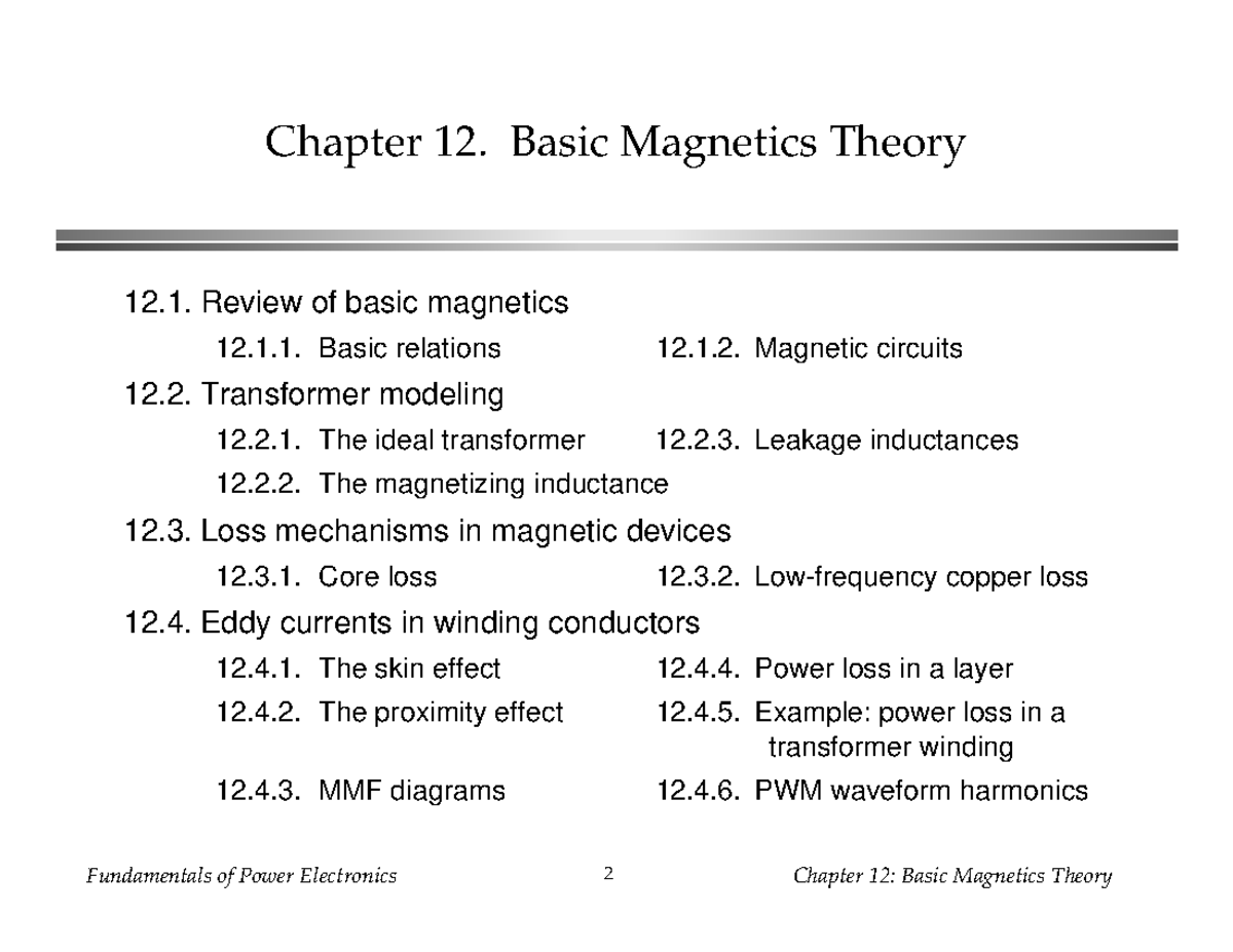 Chapter 12 - good - ####### Chapter 12. Basic Magnetics Theory Review ...