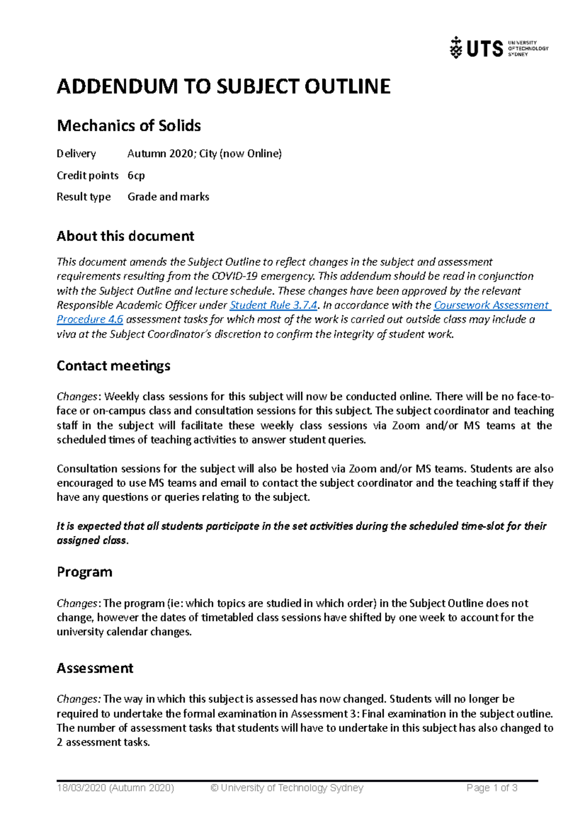 48331 Addendum AUT2020 060420 KV3 - ADDENDUM TO SUBJECT OUTLINE ...