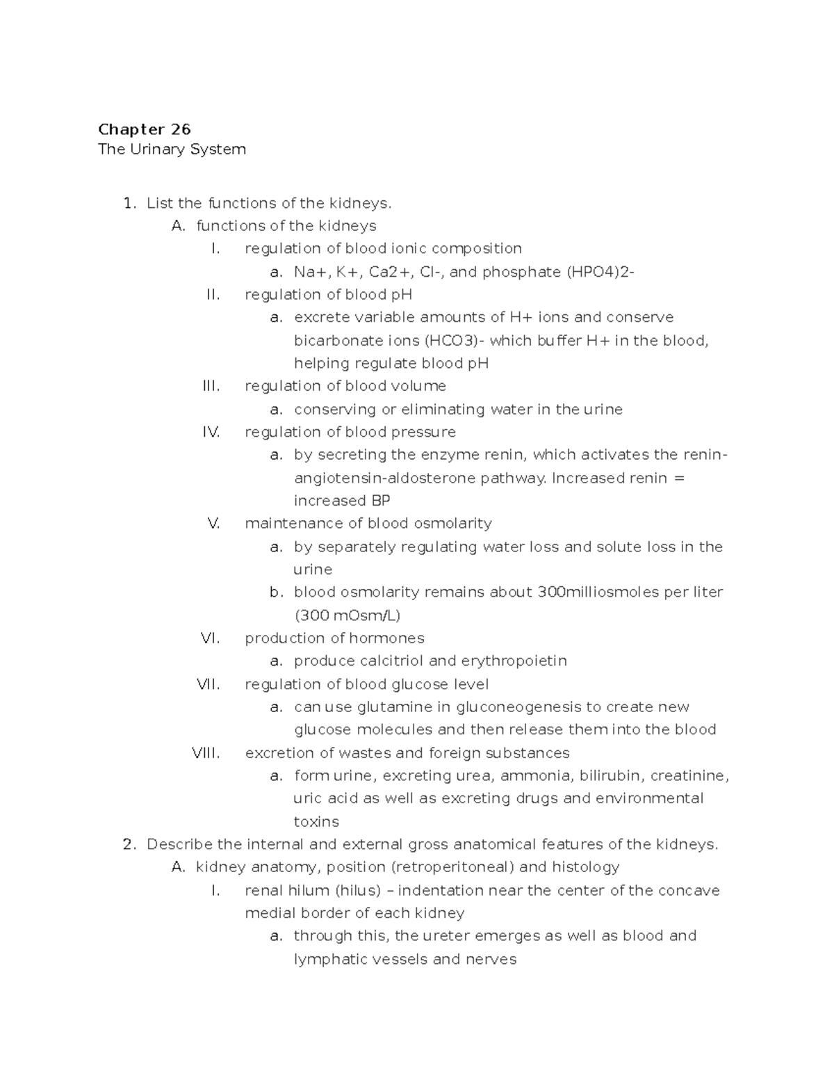 The Urinary System - PRACTICE MATERIAL - Chapter 26 The Urinary System ...