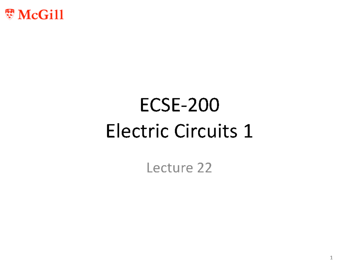 22 inductors - course lecture 22 - ECSE- Electric Circuits - Lecture - 6. Energy Storage ...