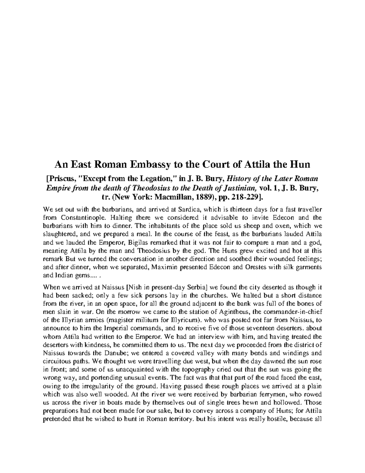 Priscus-Attilas Court Notes - An East Roman Embassy to the Court of ...