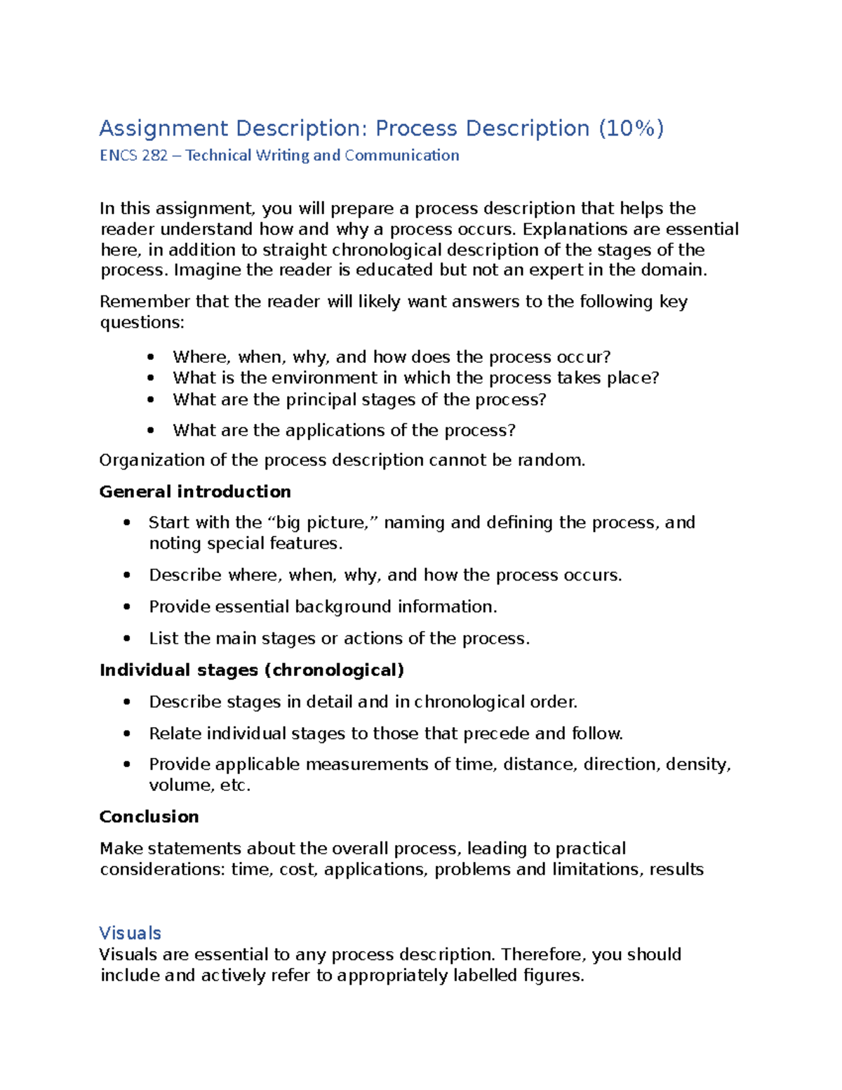 Assignment Description - Process Description - Assignment Description ...