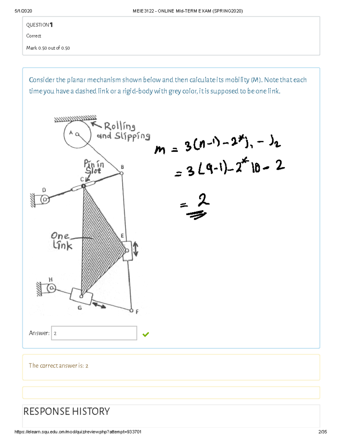MEIE3122- Online Mid-TERM EXAM ( Spring 2020)- Solution - QUESTION 1 ...