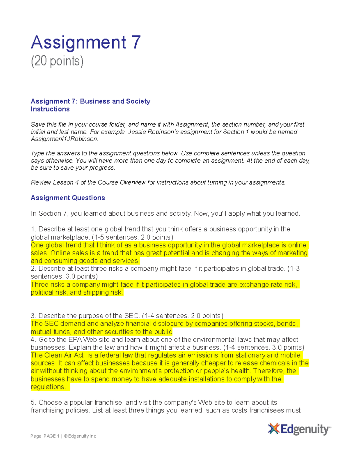 Assignment 7 - EL5732 (1) (1) (1) - Assignment 7 (20 points) Assignment 7: Business and Society ...