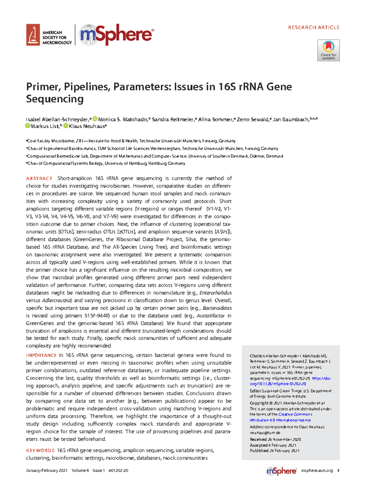 Primers 16S rRNA - Primer, Pipelines, Parameters: Issues in 16S rRNA ...