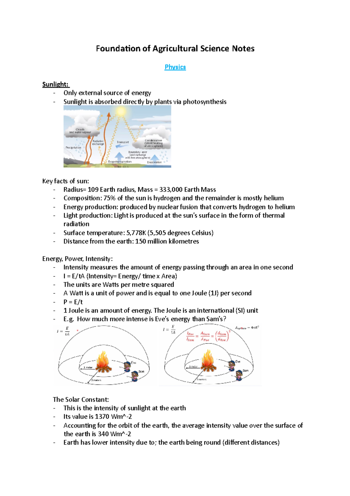 Foundations of Agricultural Science Physics notes - Foundation of ...
