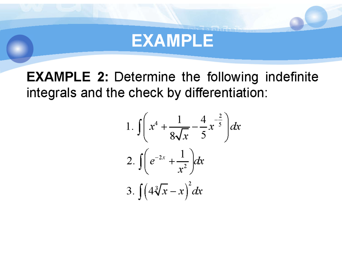 Calculus for economics 2022-2 - EXAMPLE Examples: Evaluate and the ...