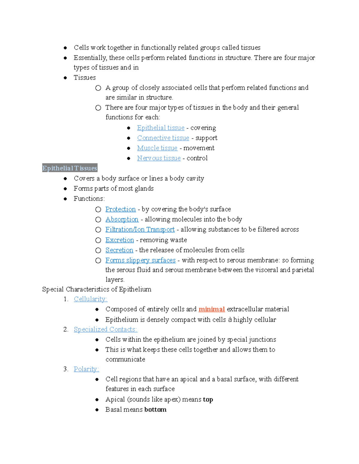 Chapter 2 Tissues (pt 1) - Cells work together in functionally related ...