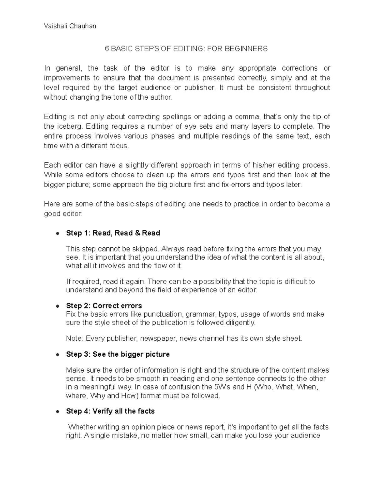 6 Basic Steps OF Editing FOR Beginners - Vaishali Chauhan 6 BASIC STEPS ...