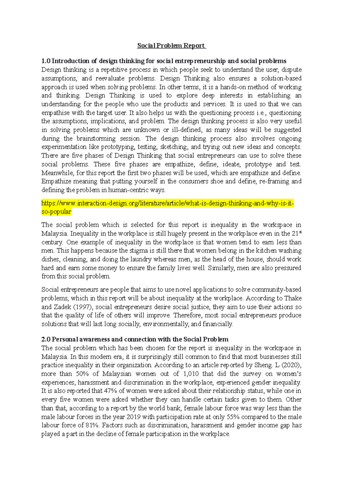 Social Problem Report (101225477) - Social Problem Report 1 ...