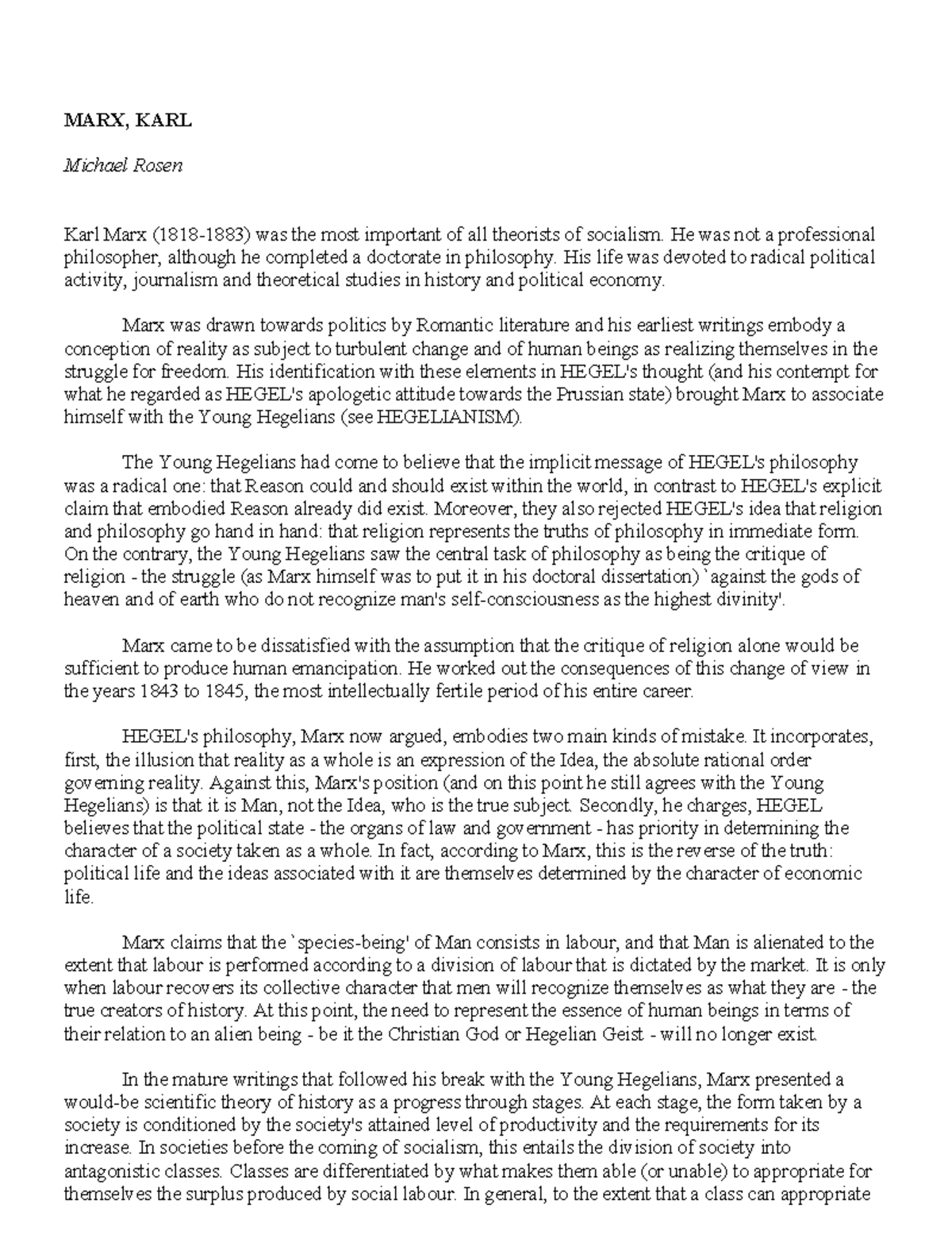 Karl marx contribution - MARX, KARL Michael Rosen Karl Marx (1818-1883 ...