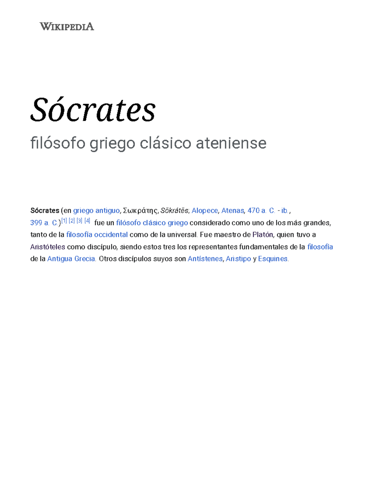 Sócrates - Wikipedia, la enciclopedia libre - Sócrates ûlósofo griego ...