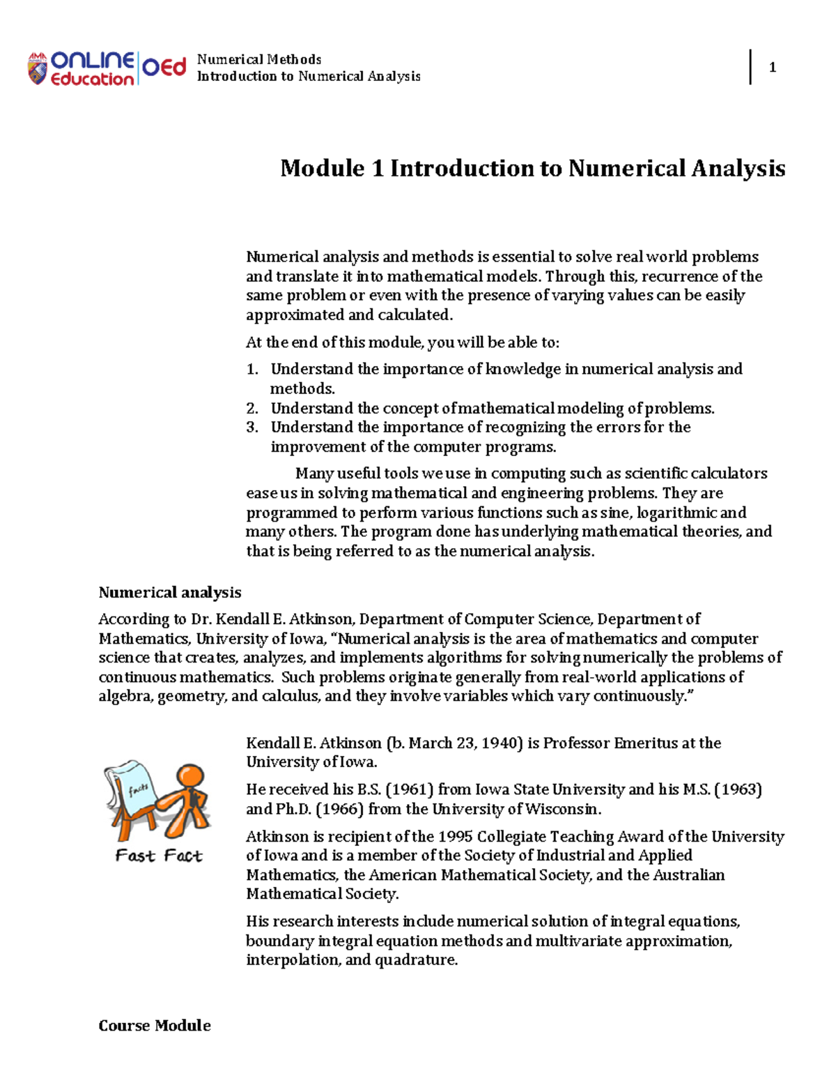 W1 Lesson 1 - Introduction to Numerical Analysis - Module - Numerical ...