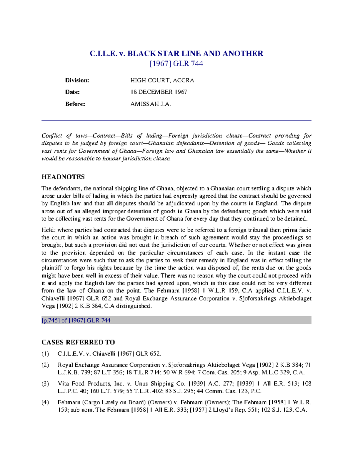 C.I.L.E. v. Black STAR LINE AND Another - C.I.L. v. BLACK STAR LINE AND ...