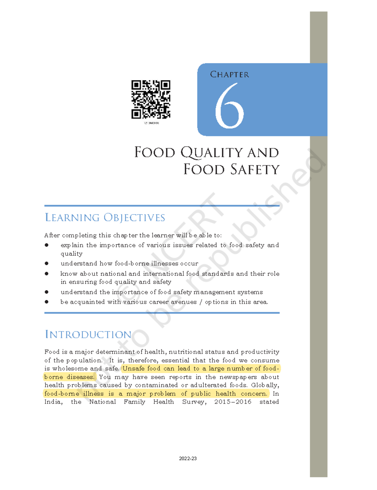 Ncert FOOD Quality AND Safety - Learning Objectives After completing ...