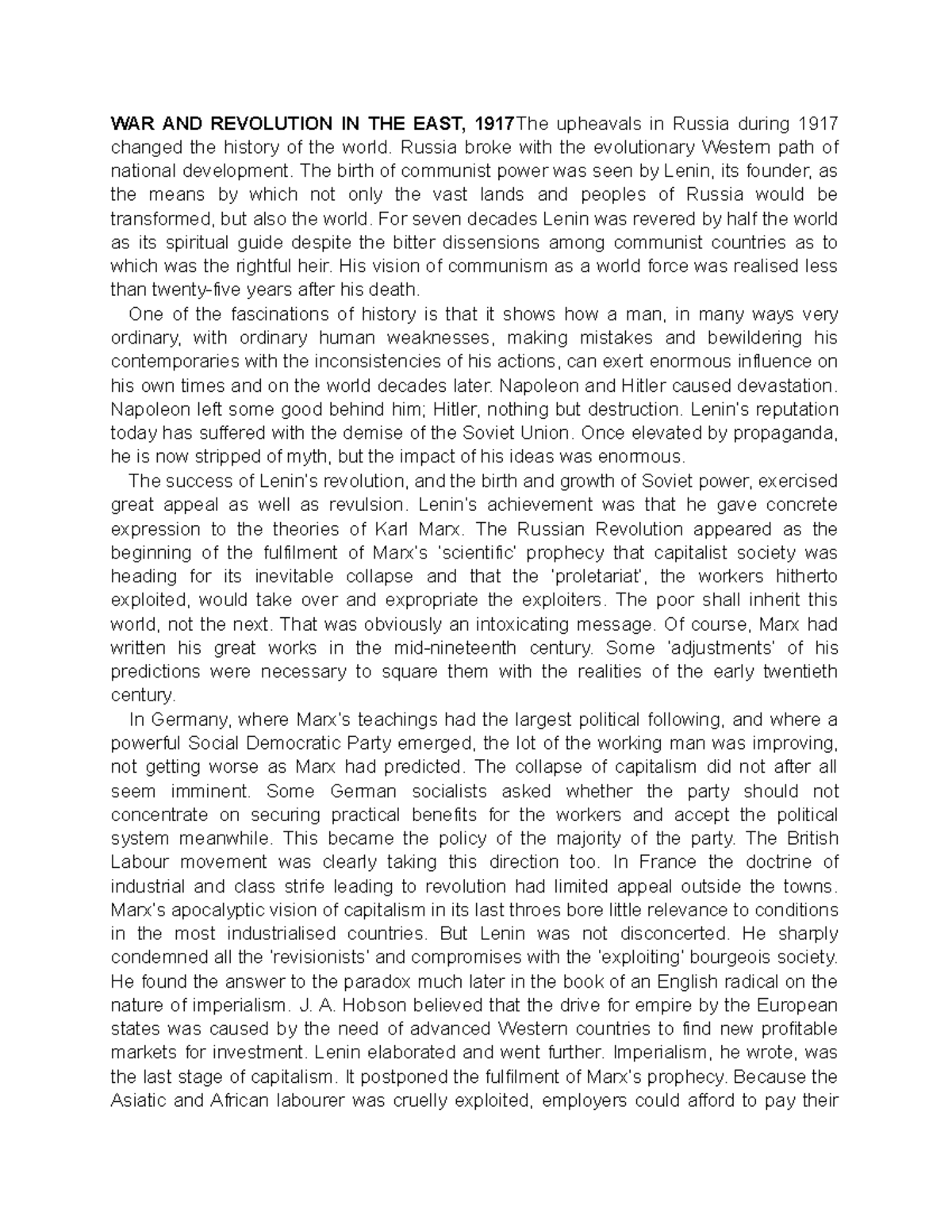 WAR AND Revolution IN THE EAST, 1917 - WAR AND REVOLUTION IN THE EAST ...