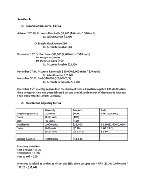Assignment 2 - financial accounting - Question 1: a) Dr. Cash $8, Cr ...