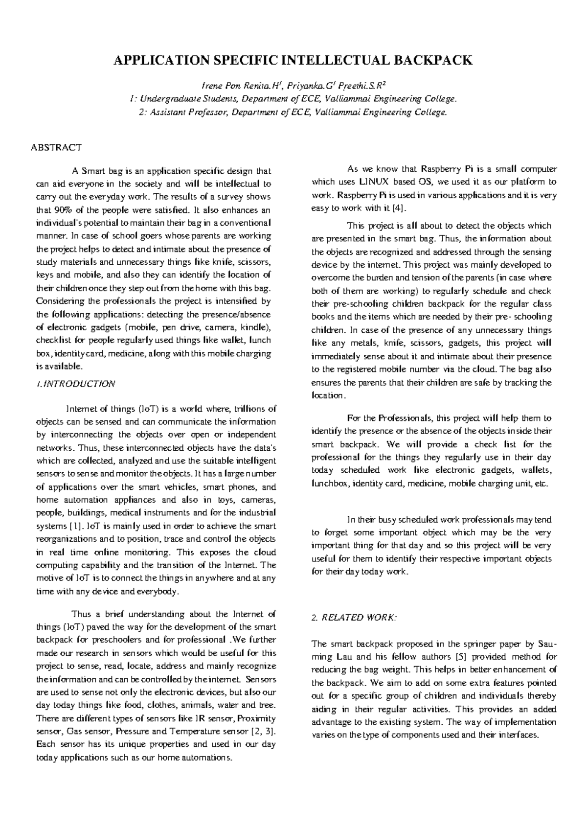 J1 - AAAA - , APPLICATION SPECIFIC INTELLECTUAL BACKPACK Irene Pon ...